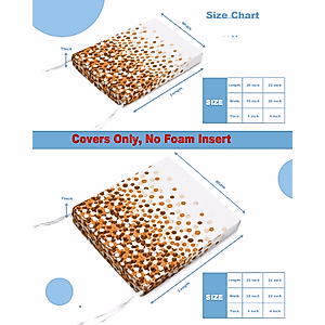 Patio Cushion Covers, Orange Brown Ombre Outdoor Cushion Covers Waterproof Seat Cushion Slipcovers, Modern Round Geometric Abstract Art Chair Cushion Cover for Garden Sofa Couch 22"x22"x4", 2 Covers