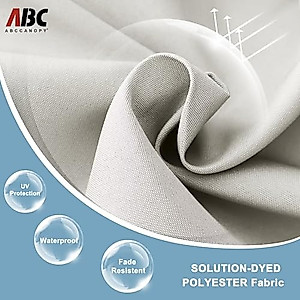 ABCCANOPY Durable Solar Led Patio Umbrellas with 32LED Lights 9FT (Light Beige)