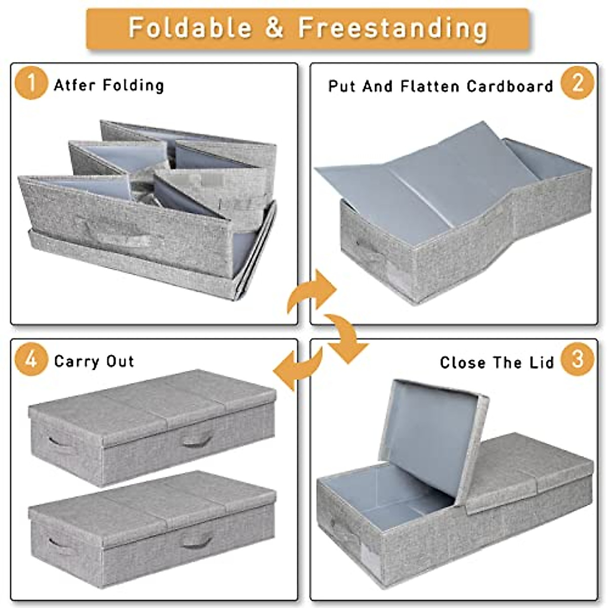 Under Bed Storage, 2 Pack Clothing Storage Bags W/ Upgraded Handles, Large Capacity Underbed Shoe Container Organizer, Breathable Dorm Essentials Bins for Blanket, Pillows, Comforters & Quilts, Beige