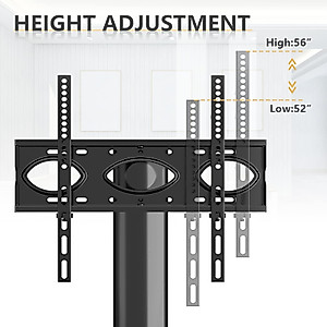 TAVR Furniture 4-Tiers Media Component TV Stand with Swivel Mount Audio Shelf and Height Adjustable Bracket, Black Floor TV Stand for 32-70 Inch LCD LED OLED Flat/Curved Screen TVs