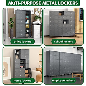 SUPEER Metal Lockers for Employees with 18 Door,Metal Storage Locker with Lock for School Garage Gym Office Home Bedroom,Assembly Required,18 Doors Dark Grey