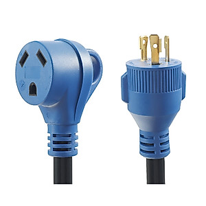 RV Plug Adapter 3 Prong 30 Amp Generator to 30 Amp RV,NEMA L5-30P to TT-30R RV Generator Power Adapter Extension Cord,Load Up to 30 Amp 125V 3750W,10/3 AWG,12 inch(3 Prong 30M30F)