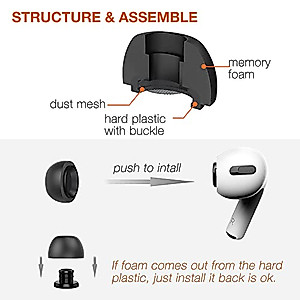 TENNMAK Memory Foam Ear Tips Replacement for AirPods Pro/AirPods Pro 2nd Generation 2022 Earbuds Eartips Earpad (XS/S/M/L)