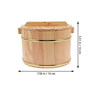Rice Bowl Rice Bucket Wood Cooking Steamer: Wooden Steamed Cask Sushi Rice Cooling Bowl Rice Bowl Rice Cooking Tub with Lid for Home Restaurant Rice Sushi Bowl 18cm Rice Steamed Bucket