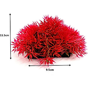 Xinjincang Red Artificial Flowers, Fake Flowers, Artificial Pine with Base Grass Fish Tank Ornament Aquatic Plant Landscape Decor, Aquarium Décor, Pet Supplies