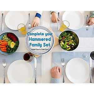 12 Piece Kids Utensils Silverware Set, E-far Stainless Steel Hammered Toddler Cutlery Child Flatware Progress Set, Small Adult Diet Tableware Include Fork Spoon Knife, Mirror Finished, Dishwasher Safe