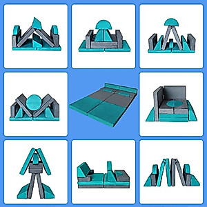 RELIANCER 8PCS Modular Kids Play Couch,Kid's Foam Couches for Playroom,Toddler to Teen Sectional Sofa Play Set,Childrens Nugget Couch,Playhouse Foam Block Playset,Fort Couch,Baby Climbing Couch Set