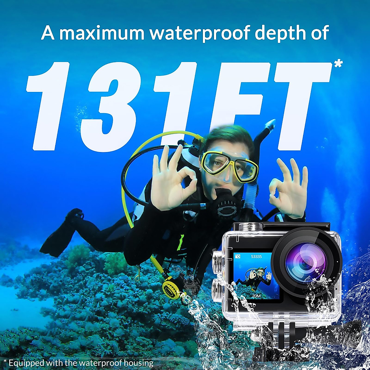 icefox Action Camera 4K 60FPS 20MP,131FT Underwater Camera with EIS,App Support Video&Photo Editing,Waterproof Camera Remote Control