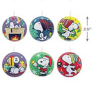 Hallmark Peanuts Tin Ball Christmas Ornaments, Set of 12