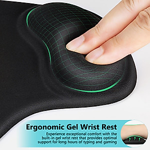 Mouse Pad, SOQOOL 2 Pack Ergonomic Mouse Pads with Comfortable and Cooling Gel Wrist Rest Support and Lycra Cloth, Non-Slip PU Base for Easy Typing Pain Relief, Durable and Washable for Easy Cleaning