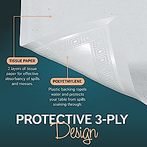 HOUZZKINGZ USA Paper Tablecloths for Rectangle Tables | 54” X 108” – 6 Pack | White Paper Disposable Tablecloth | 3-Ply Premium Paper & Plastic Table Cloths for Parties Disposable