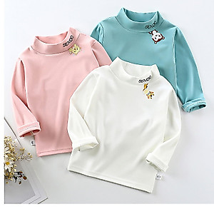 Boys Girls Thermal T-Shirt Half Collar Underwear 2-Pack Basic Soft Tops Unisex Warm Undershirts Tees Black+White 9-10Years