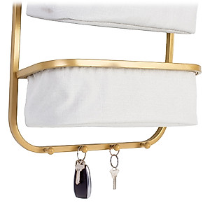 South Street Loft Iron Storage Rack with Mirror (Gold)