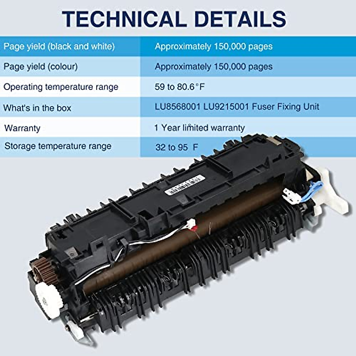 LU8568001 LU9215001 Fuser Fixing Unit Compatible with Brother MFC-8950/8510/8710/8810/8910,HL-5440/5450/5470/6180,DCP-8110/8150/8155-110,Replaces 120 V Fuser LU9699001 LU9809001 LU9952001 LJB693001