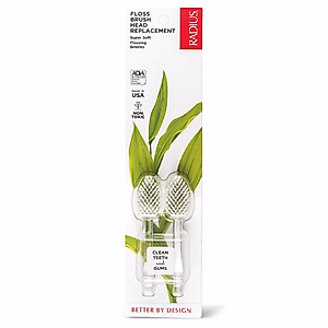 Radius - Toothbrush Replacement Heads, for Source, Tour Toothbrushes, Premium Bristles,Soft,(Pack of 2)