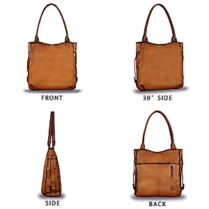 Genuine Leather Shoulder Bag Purse for Women Retro Top Handle Bags Handmade Vintage Crossbody Tote Handbags Purse Cowhide Satchels Hobo Bag (Brown)