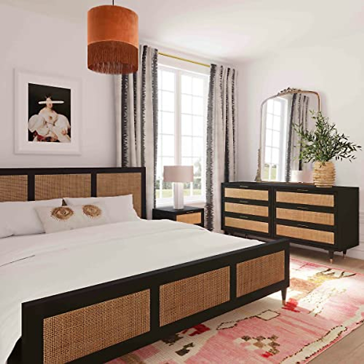 TOV Furniture Sierra 47.2" H Acacia & MDF Wood Veneer King Bed in Brown/Black