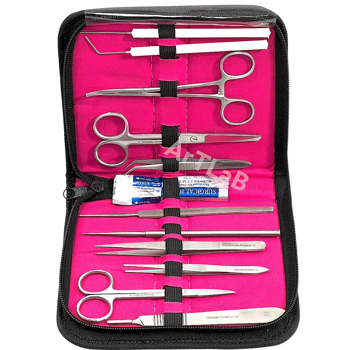 New Premium Stainless Steel Biology Lab/Anatomy/Medical Student Dissection Kit Set - Scalpel Knife Handle,Blades, Forceps, Scissors and Tweezers- Student Use and Veterinary (Set of 27 Each)