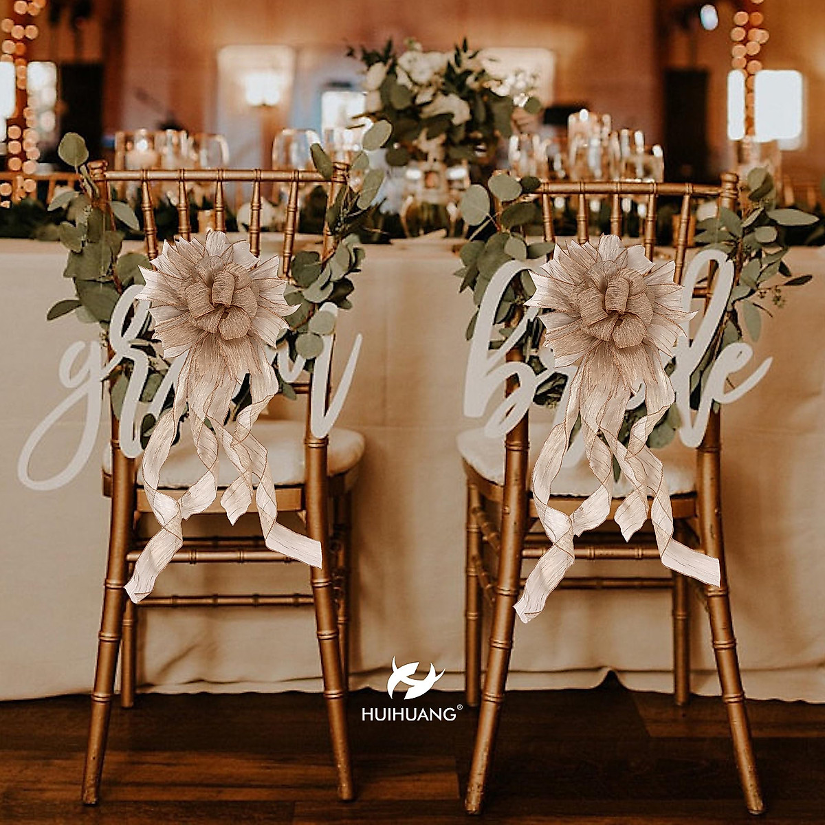 HUIHUANG Rose Gold Wired Ribbon Wavy Metallic Wired Ribbon 2-1/2 inch Wide Crinkle Wire Ribbon for Gift Wrapping Basket Wreaths Bows Making Home Decor DIY Crafts Christmas Tree Top Bows -10 Yards