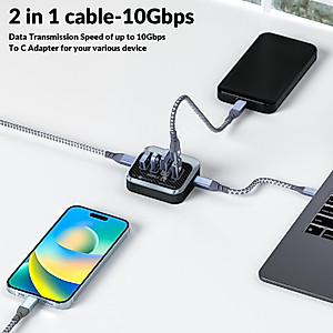 USB Hub for Laptop, SETMSPACE USB Port Hub 32° Bevel Plug and Play, USB 3.0 Hub 5Gbps with 2 in 1 Cable 19.6in, USB Splitter for Laptop, PC, MacBook Pro, iMac, Dell, Xbox
