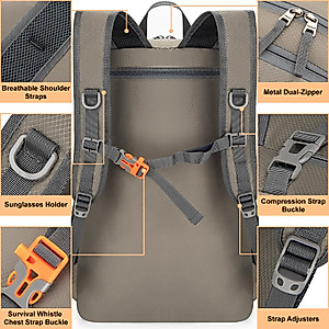 TOMULE Day Hiking Backpack for Women,Small Waterproof Backpack for Women,Lightweight Travel Backpack for Women Grey