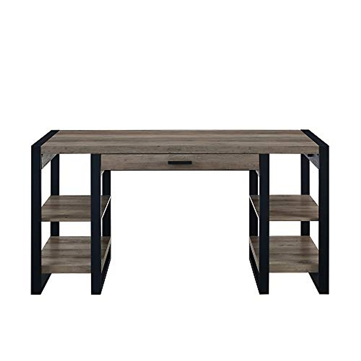 Walker Edison Industrial Wood Computer Writing Desk 4 Storage Shelves and Gaming Gamer Command Center Workstation Desk Home Office, 60 Inch, Grey Wash