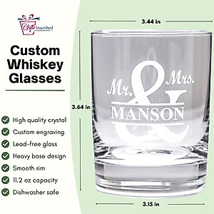 Personalized Whiskey Decanter Set With Glasses - Custom Whisky Drinking Glasses Set of 4 - Engraved Vintage Glassware - Whiskey Gifts for Men, Him, Dad, Birthday, Wedding, Groomsman, Anniversary