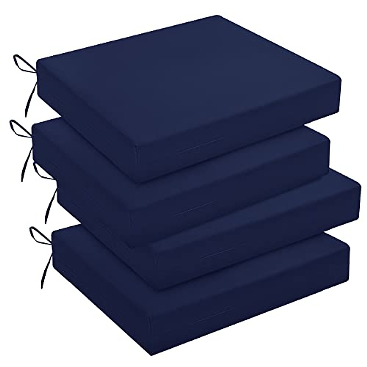 LOVTEX Outdoor Chair Cushions 18.5"x16"x3" Pack of 4, Patio Cushions for Outdoor Furniture, Water Resistant Square Corner Seat Cushions, Navy Blue
