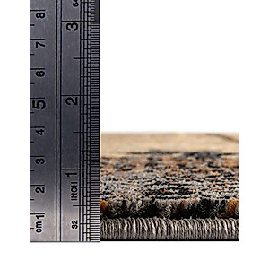 Unique Loom Barista Collection Area Rug - Excelsa (6' 1" Octagon, Beige/Brown)