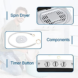 ZenStyle Compact Mini Twin Tub Top Load Washing Machine w/Washer Spinner, Built-In Gravity Pump, 13lbs Capacity, 5.74 FT Power Cord Included