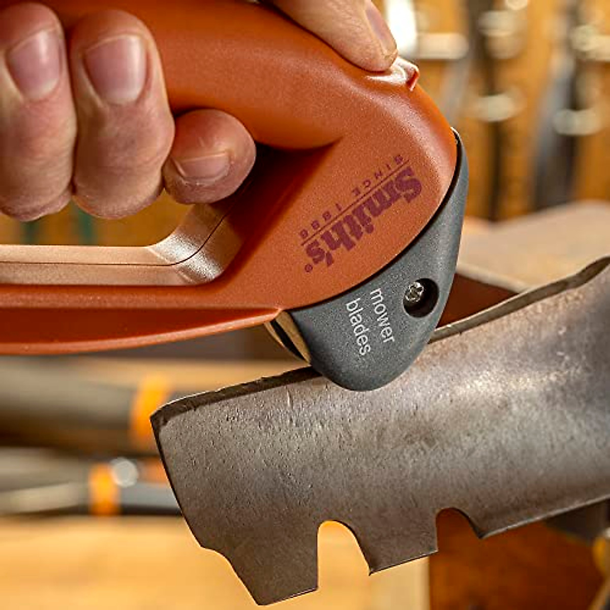 Smith's 50603 Lawn Mower Blade Shop Essentials Sharpener, Orange