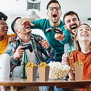 Potchen 150 Pcs Popcorn Boxes Paper Bags Bulk 4.57 Inch Tall, Cardboard Cups Container Buckets for Movie Theater Carnival Birthday Party Supplies Candy Snacks Chips Holders (Kraft Style), yellow