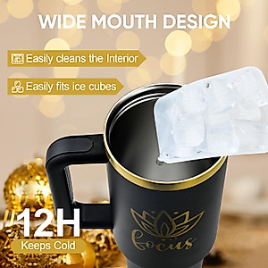 KEWIXY 40 oz Tumbler With Handle and Straw, Gloss Insulated Travel Tumbler, Fits in Cup Holder, Travel Coffee Mug with Lid, Included Leak Proof Straw Cover -Petal Focus