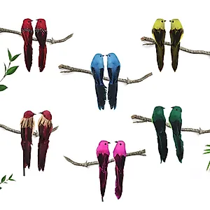 Lazyspace 12Pcs Artificial Christmas Birds,Simulation Feathers Foam Birds with Metal Clip,Mini Birds for DIY Crafts Decoration Home Garden Wedding Party Xmas Tree Ornament,Blue