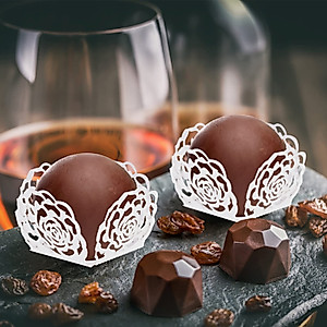 Alipis Chocolate Box Gift Chocolate Box Gift 50pcs Truffle Wrappers Paper Chocolate Paper Candy Cups Small Hollow-out Flower Truffle Wrappers Liners Cups Cupcake Liners