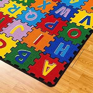 CR Kids/Baby Room/Daycare/Classroom/Playroom Area Rug. ABC Puzzle (A-Z and 1-9). Educational. Fun. Bright Colorful Vibrant Colors (8 Feet X 10 Feet)