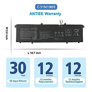 ANTIEE C31N1905 Laptop Battery Replacement for Asus VivoBook S13 S330FA S330UA S333EA S333JA S14 M433IA S433EA S433IA S15 D533IA S513EA M533IA S532FA S533EA S533FL S533EQ S533IA 11.55V 50Wh 3-Cell