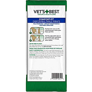 Vet’S Best Comfort Fit Disposable Male Dog Diapers | Absorbent Male Wraps with Leak Proof Fit | Small, 30Count