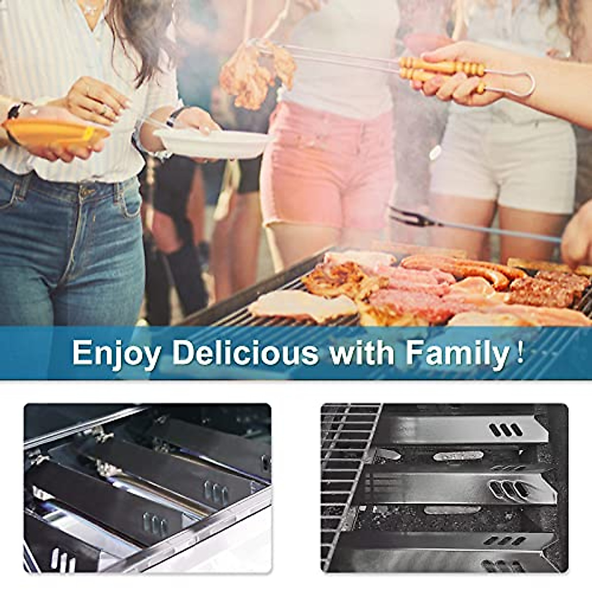 Criditpid Porcelain Grill Heat Shields Replacment for Dyna-Glo DGF510SBP, DGF493BNP, Barbeque Grill Heat Plates for Backyard Grill Replacement Parts BY15-101-001-02, BY13-101-001-13, GBC1460W