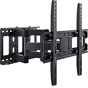Perlegear TV Wall Mount Bracket Full Motion for 26-65 Inch LED, LCD, OLED Flat Curved TVs, TV Mount with Dual Swivel Articulating Arms Extension Tilt Rotation, Max VESA 400x400mm Fits 12/16" Wood Stud