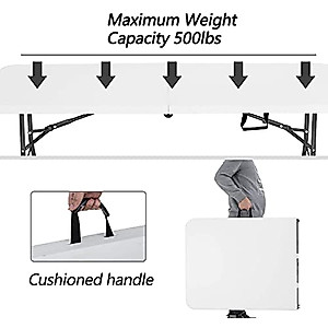 BestOffice 6FT Picnic Table Folding Table Camping Table Plastic Table Fold Up Table Lock for Party Event,White
