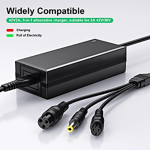 3 in 1 Replacement Charger for 2A 42v/36v 3 Claw (8mm/12mm) Female Port (5.5mm*2.5mm Universal 2.1mm) for, Jetson, Swagtron, Gotrax,Swagway,Razor