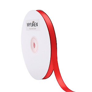 3/8 Inch Solid Satin Ribbon Red Double Face Satin Ribbon for Crafts, Gift Wrapping，Party Favor， Baby Shower，Invitation Embellishments，DIY Hair Accessories (50 Yards)