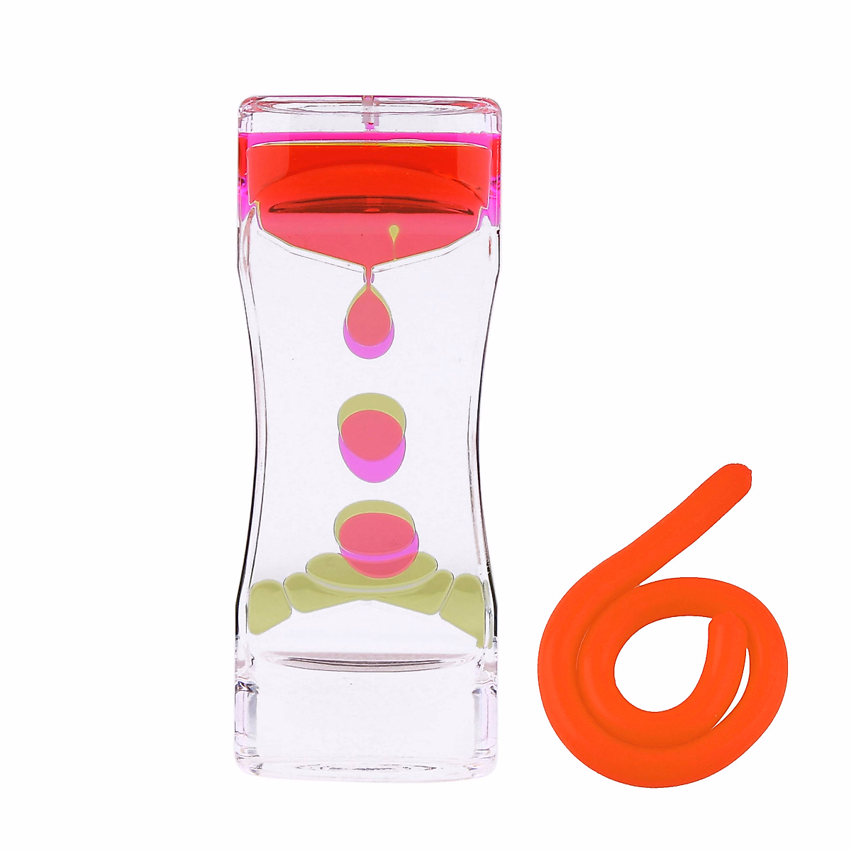Liquid Motion Bubbler Sensory Toys – 2 Pc Set Bundle Stretchy String Fidget Toys Timer for Stress Relief and Anxiety Relief Great for Toddler, Children, Kids, Adults, Seniors, ADHD Autism ADD Orange