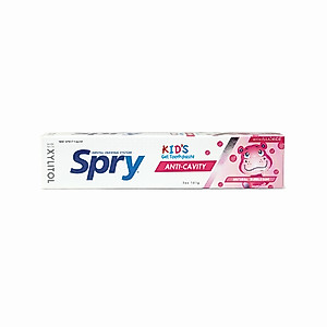 Spry Xylitol Toothpaste for Kids 5oz. Kids Toothpaste with Fluoride, Teeth Whitening Kids Toothpaste with Xylitol, Natural Breath Freshening, Mouth Moisturizing Ingredients, Bubble Gum (Pack of 1)