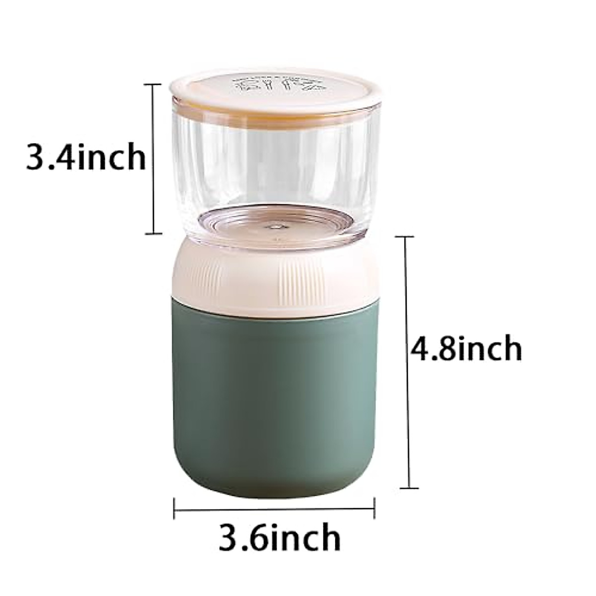 10 oz+13.8 oz Snack Cup, Reusable Overnight Oats Container with Leak-Proof Design, Toppings Compartment, and Dual-Sealing Lid, Portable & Lightweight for Work, Travel, Gym - Dishwasher Safe (green)