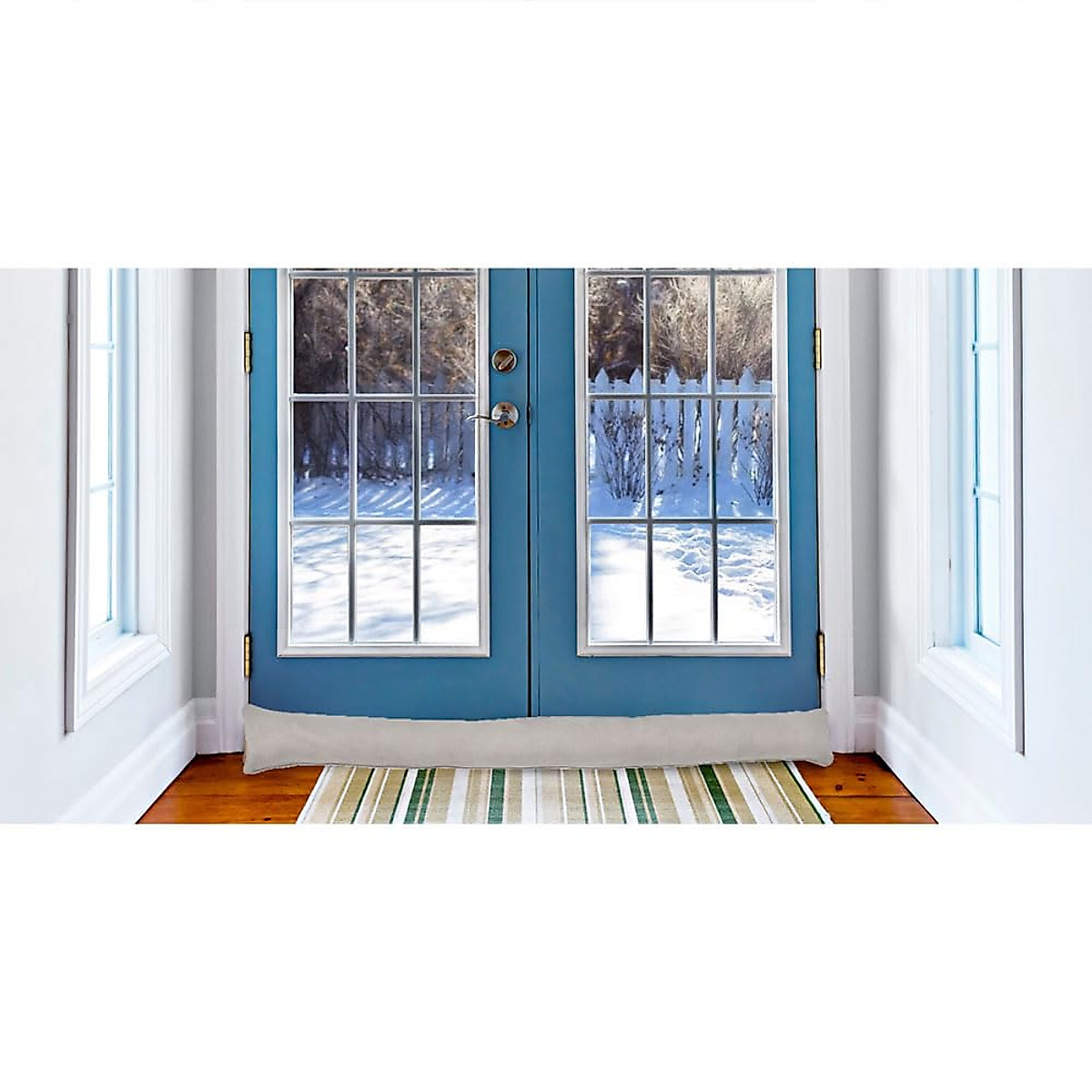 Home District Door Draft Stopper - Weighted Faux Suede Patio Door Draft Blocker, Apartment Noise Blocker, Window Draft Dodger - 72" Long - Gray