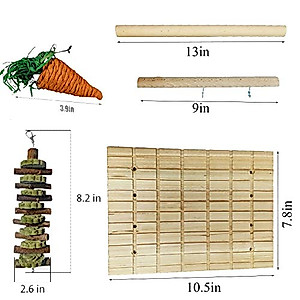 kathson Bunny Chew Toys for Teeth Grinding,Rabbit Wooden Scratch Board Feet Pad Rotatable Pet Play Toy for Chinchilla Guinea Pigs Other Rodent Pets (2 Pack Rabbit Treat)