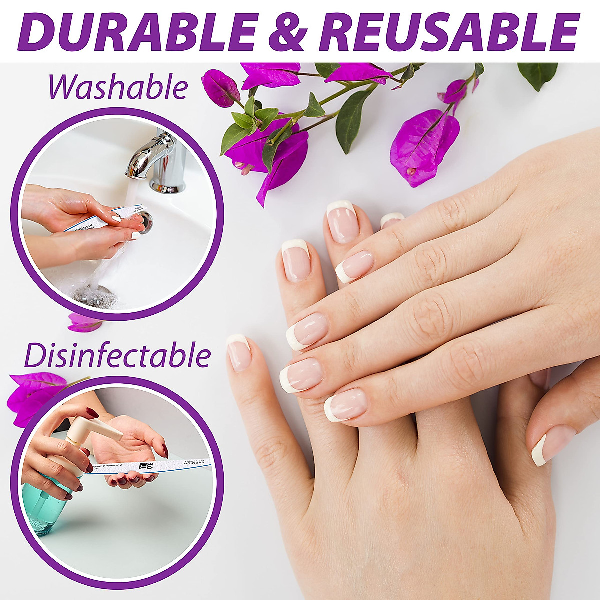 180 Grit Nail File - 3R Factory Emery Boards for Nails, Double Sided Nail Files for Natural Nails, Limas 100/180 Board Nail Files for Acrylic Nails (10pcs Pack)