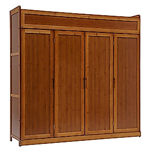 DNYSYSJ 7-Tier Shoe Organizer Cabinet with Folding Door Pull-Down Compartment, Bamboo Brown Shoe Floor Storage Organizer Rack for Entryway Living Room, 46" L x 13" W x 45.3" H